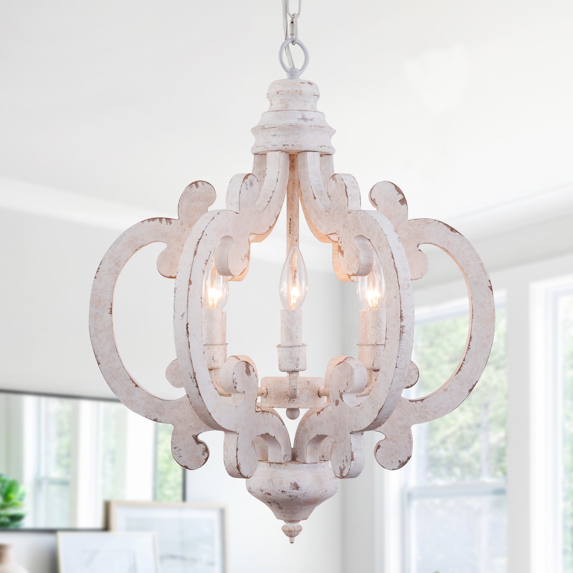 CurveCurio Retro 6-Light Rustic Wood Pendant Light Farmhouse Style ...