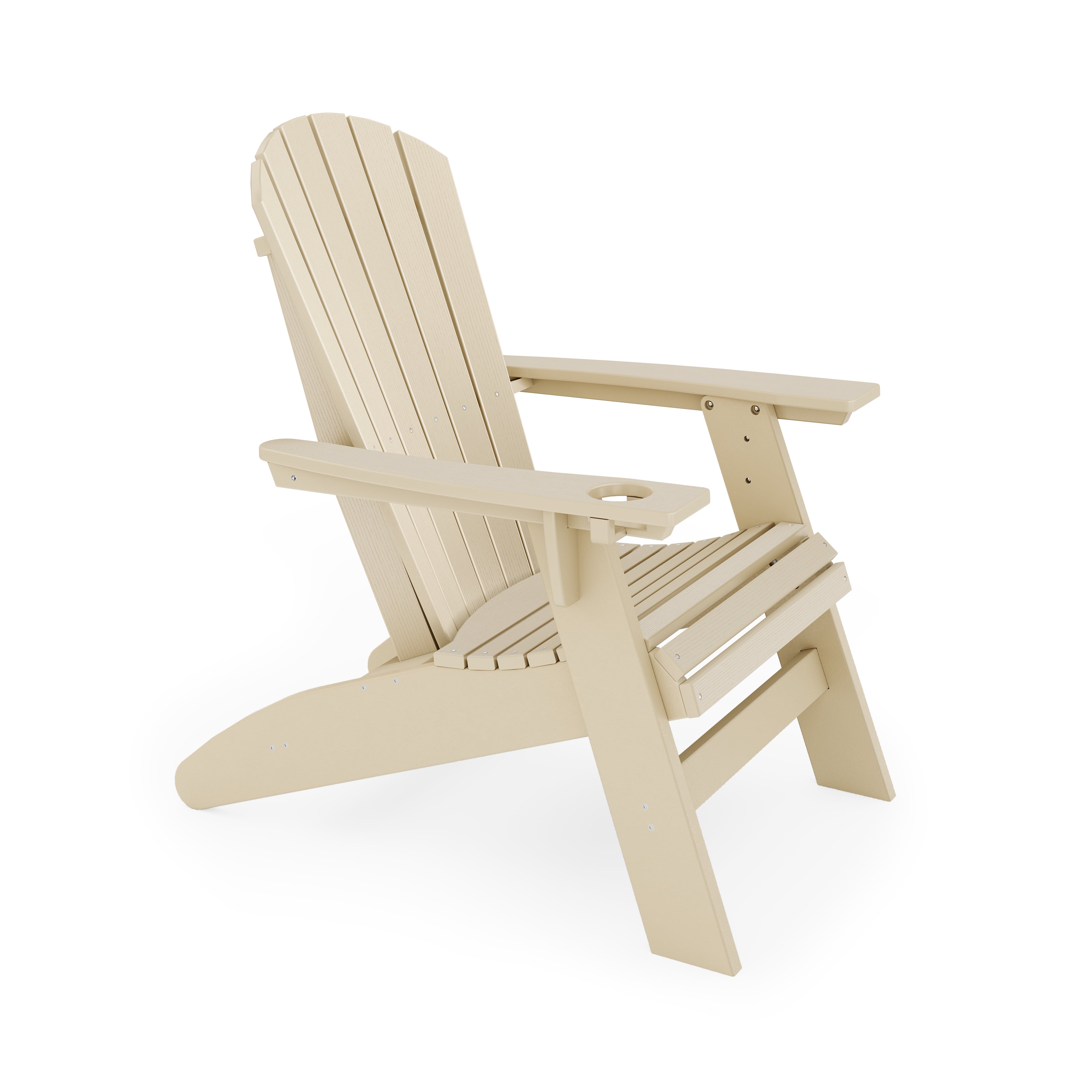 Curved Back Adirondack Chair with Cup Holder, Weather-Resistant HDPE ...