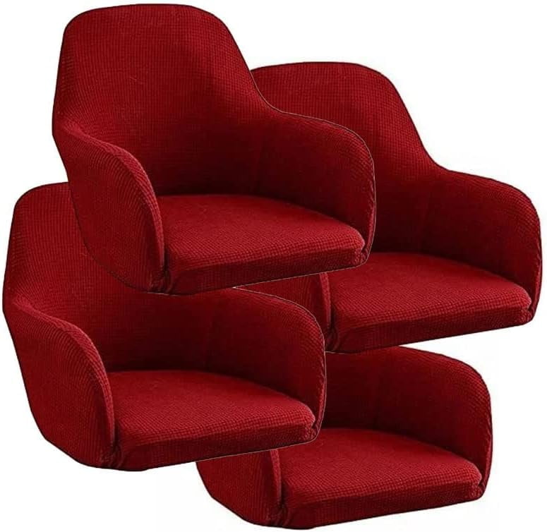 Curved Back Chair Slipcover Stretch Dining Chair Cover Set of 4 Kitchen ...