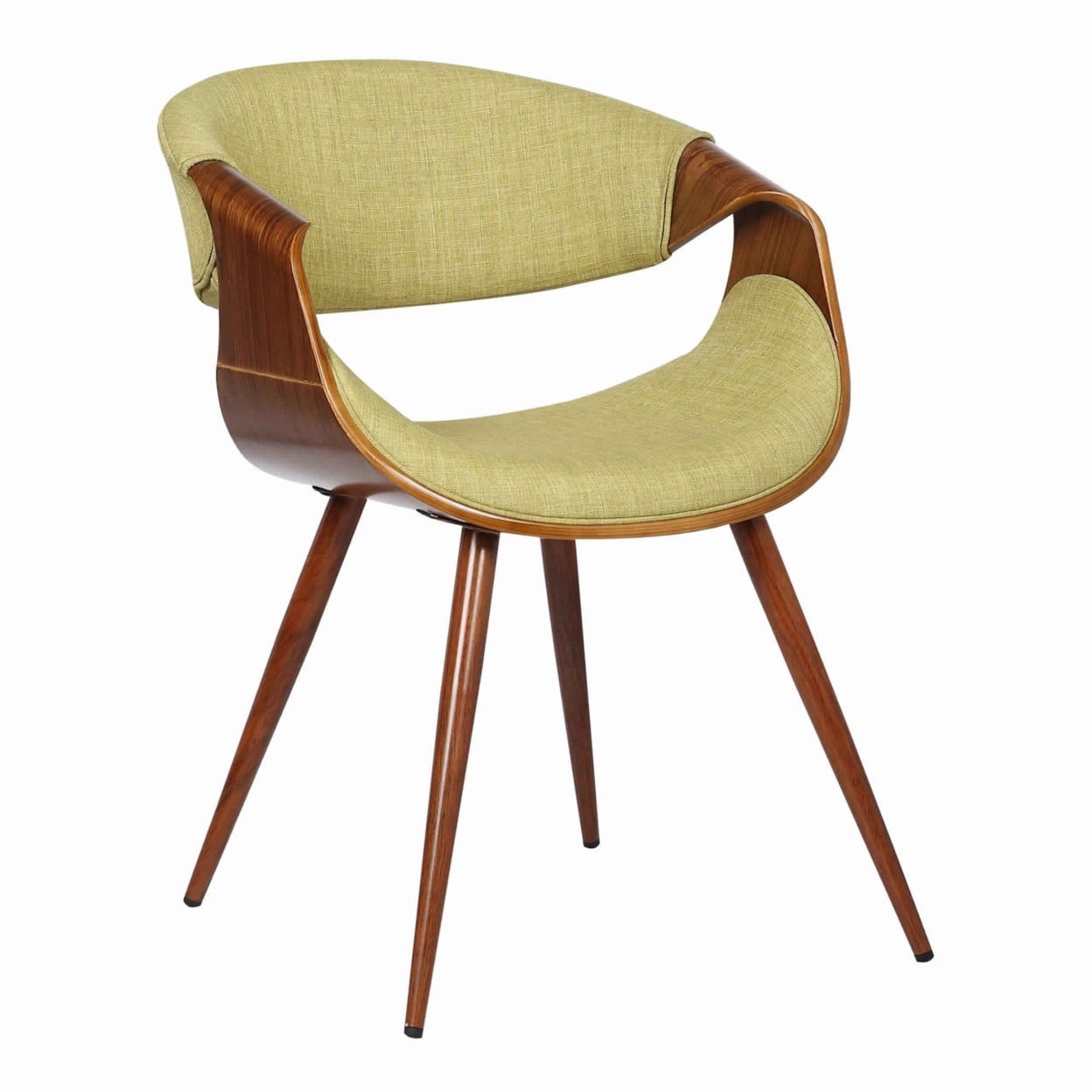 Curved Back Fabric Dining Chair with Round Tapered Legs, Brown and ...