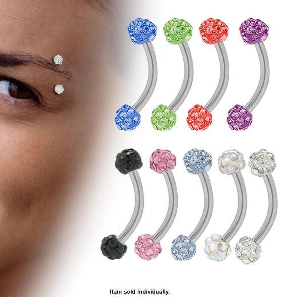 Curved Barbell 16G Eyebrow Ring with CZ Jewels - Walmart.com