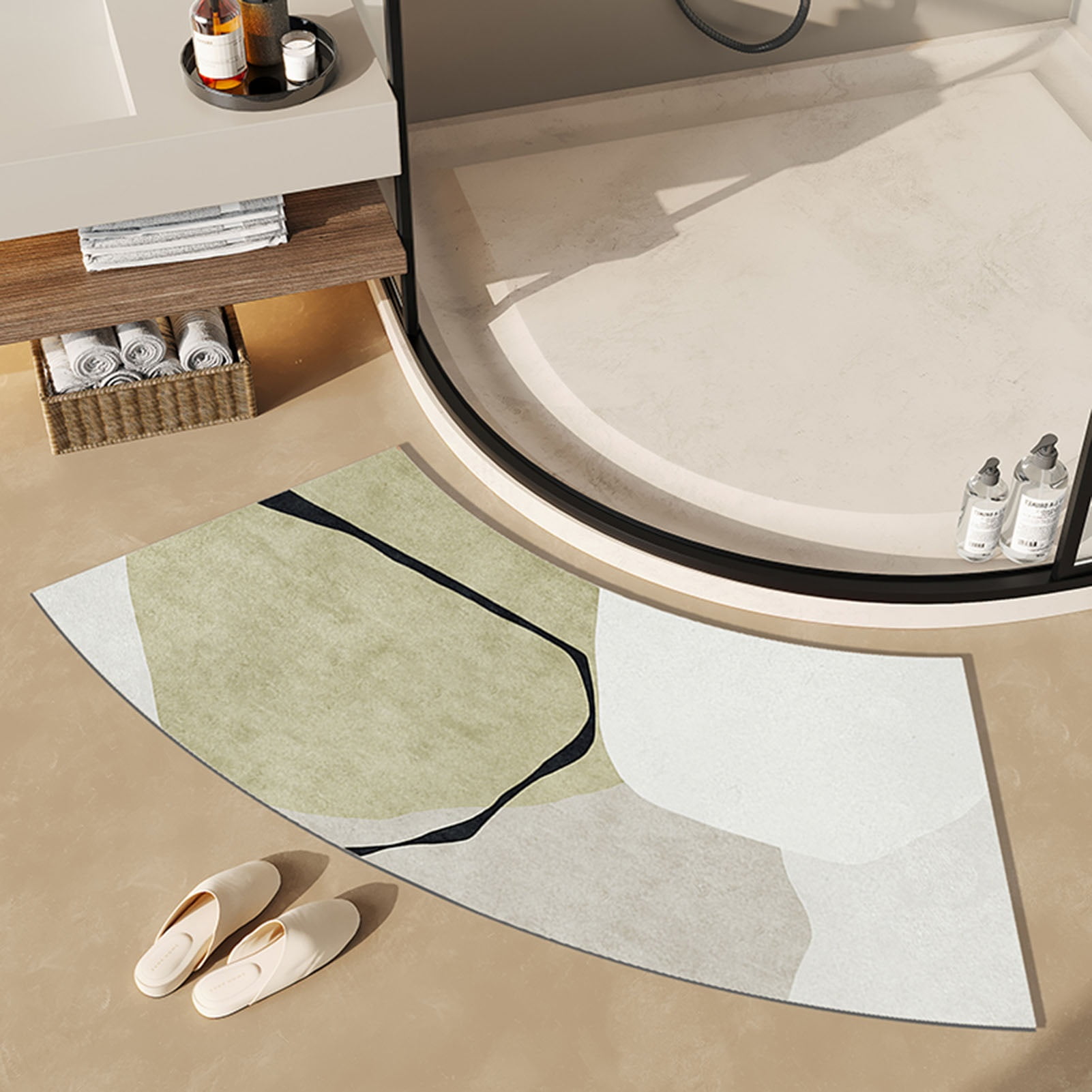 Curved Bath Mat for Round Shower,Quick Dry Non Slip Corner Shower Mats ...