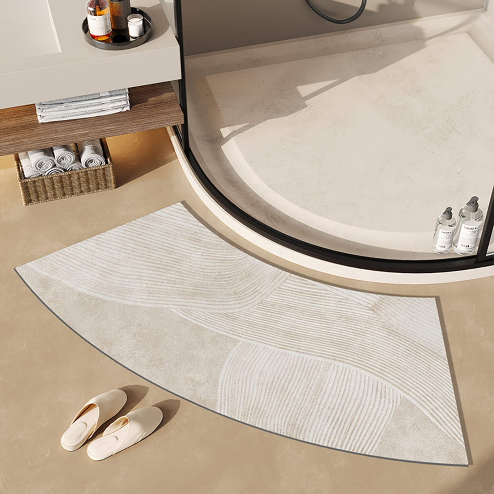 Curved Bath Mat for Round Shower,Quick Dry Non Slip Corner Shower Mats ...