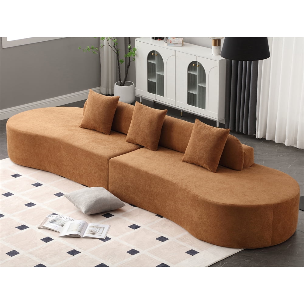 Curved Combination Sofa, Modular Sofa Set with 3 Pillows, Minimalist ...