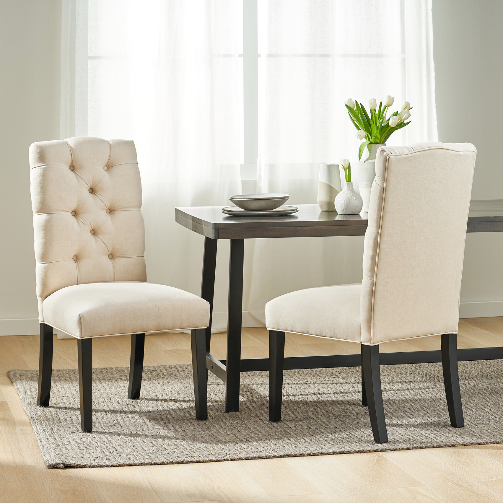 Curved Crest Rail Dining Chairs, 21.25 in Depth, Set of 2 | Bring ...