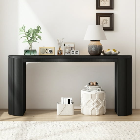 Curved Design Console Table with Unique Vertical Stripe Design ...