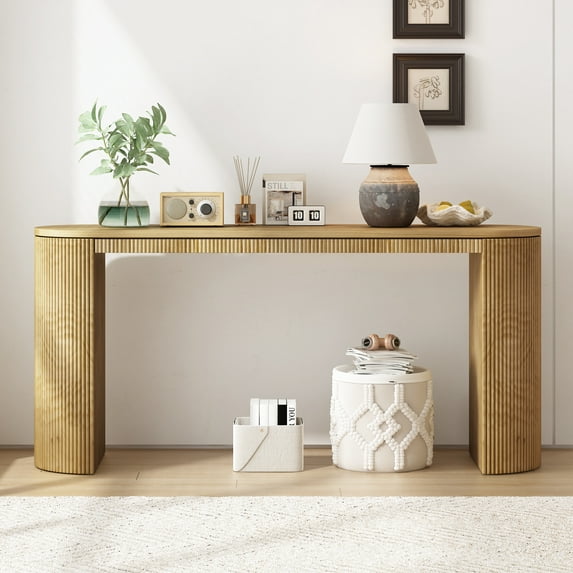 Curved Design Console Table with Unique Vertical Stripe Design ...