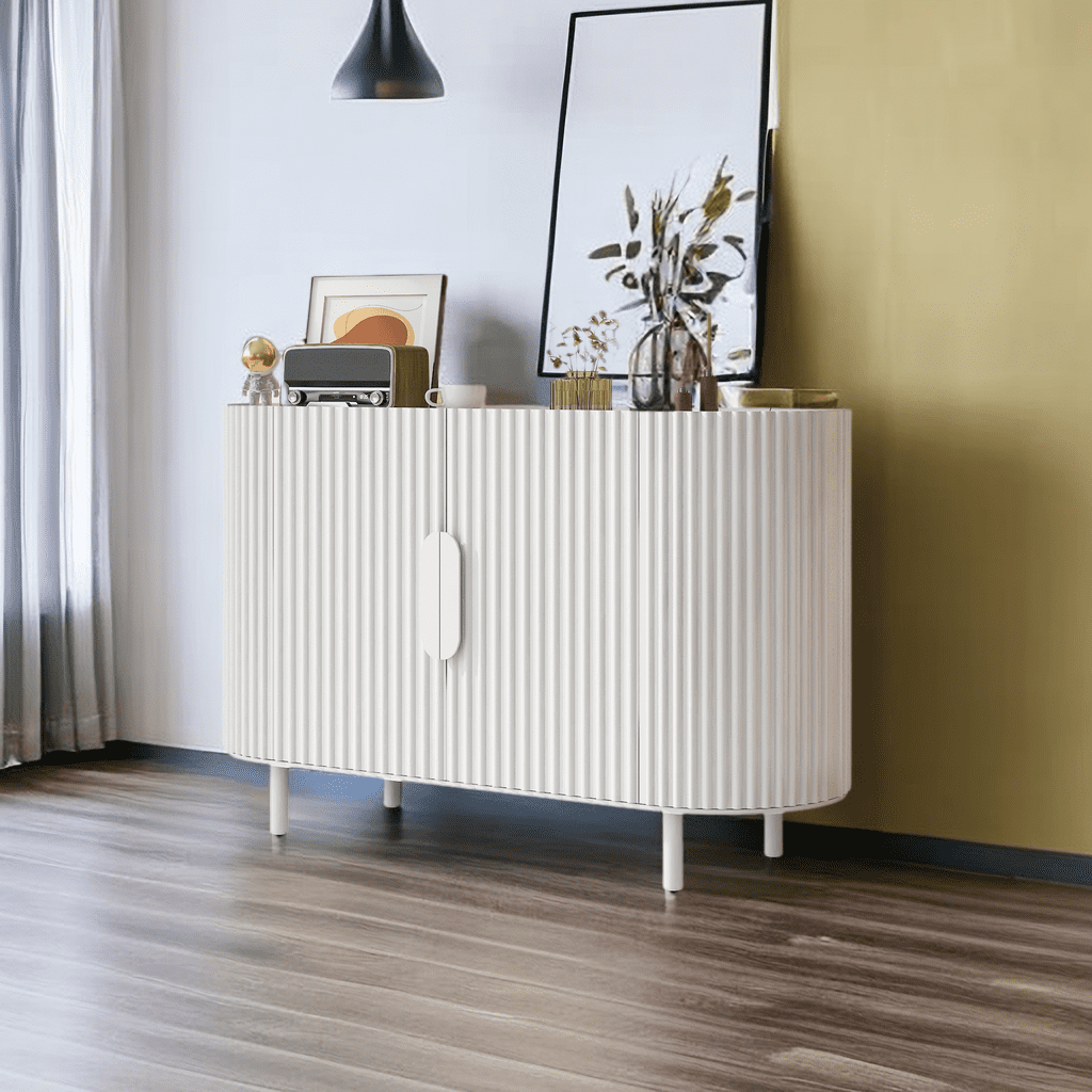 Curved Design Light Luxury Sideboard Cabinet with Adjustable Shelves ...
