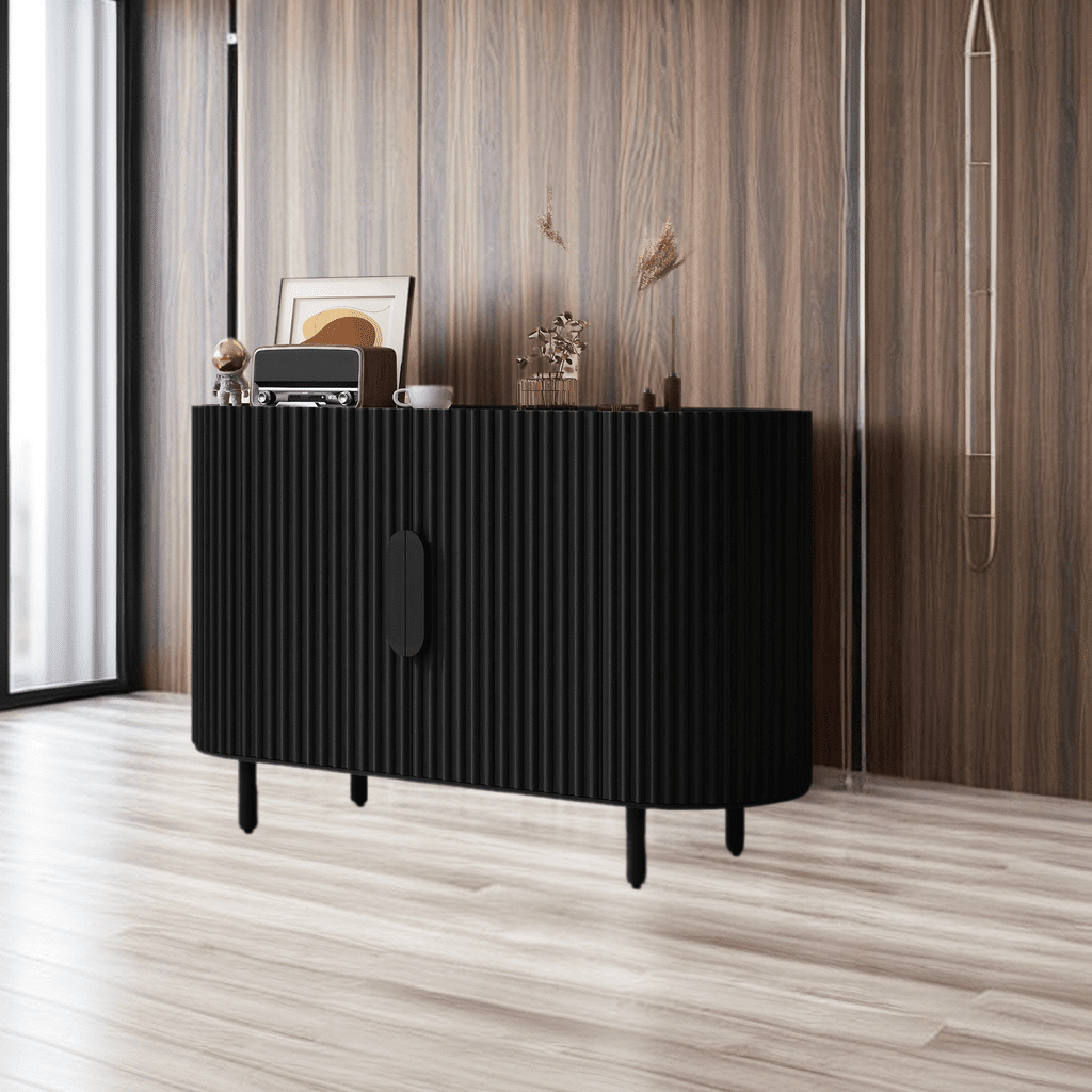 Curved Design Light Luxury Sideboard Cabinet with Adjustable Shelves ...