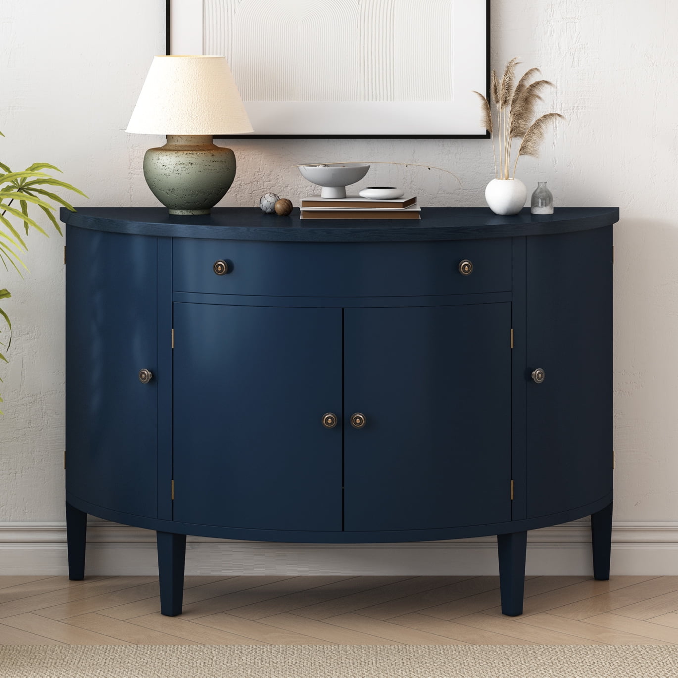 Curved Design Storage Sideboard, Storage Cabinet with Adjustable ...