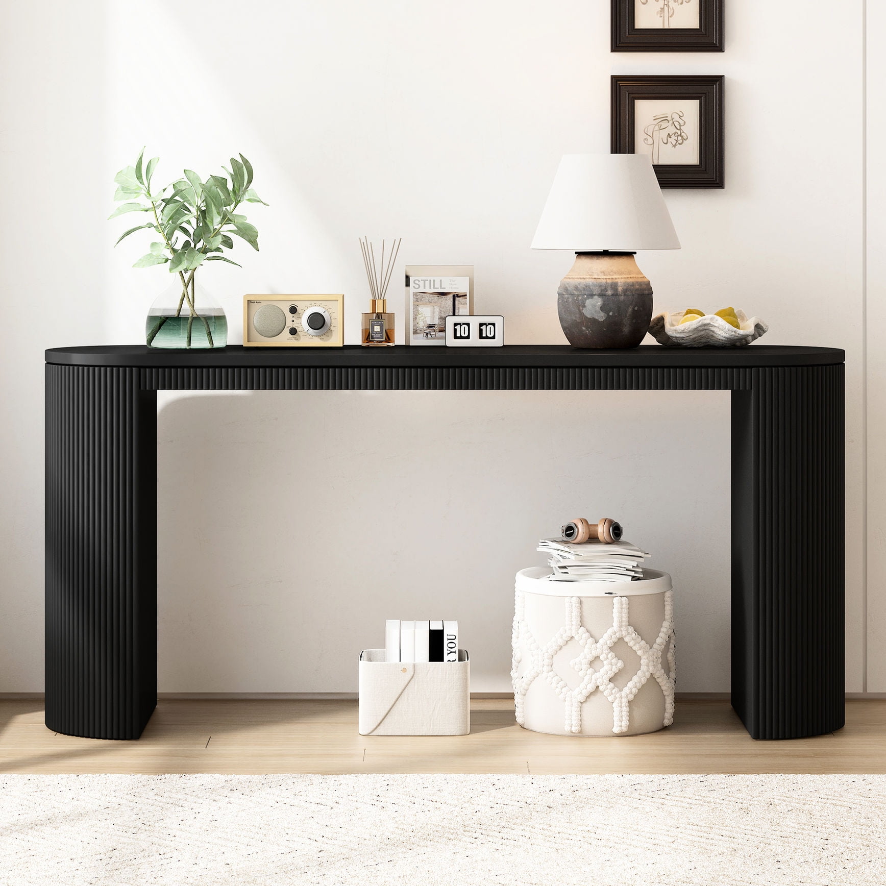 Curved Desktop & Vertical Legs - Appealing Console Table for Home ...