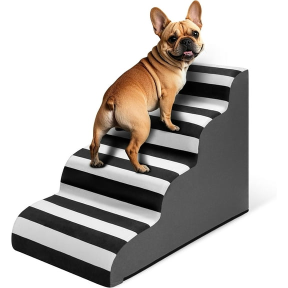 Dog Stairs for Bed, 4-Step Pet Steps for High Bed, Non-Slip Balanced ...