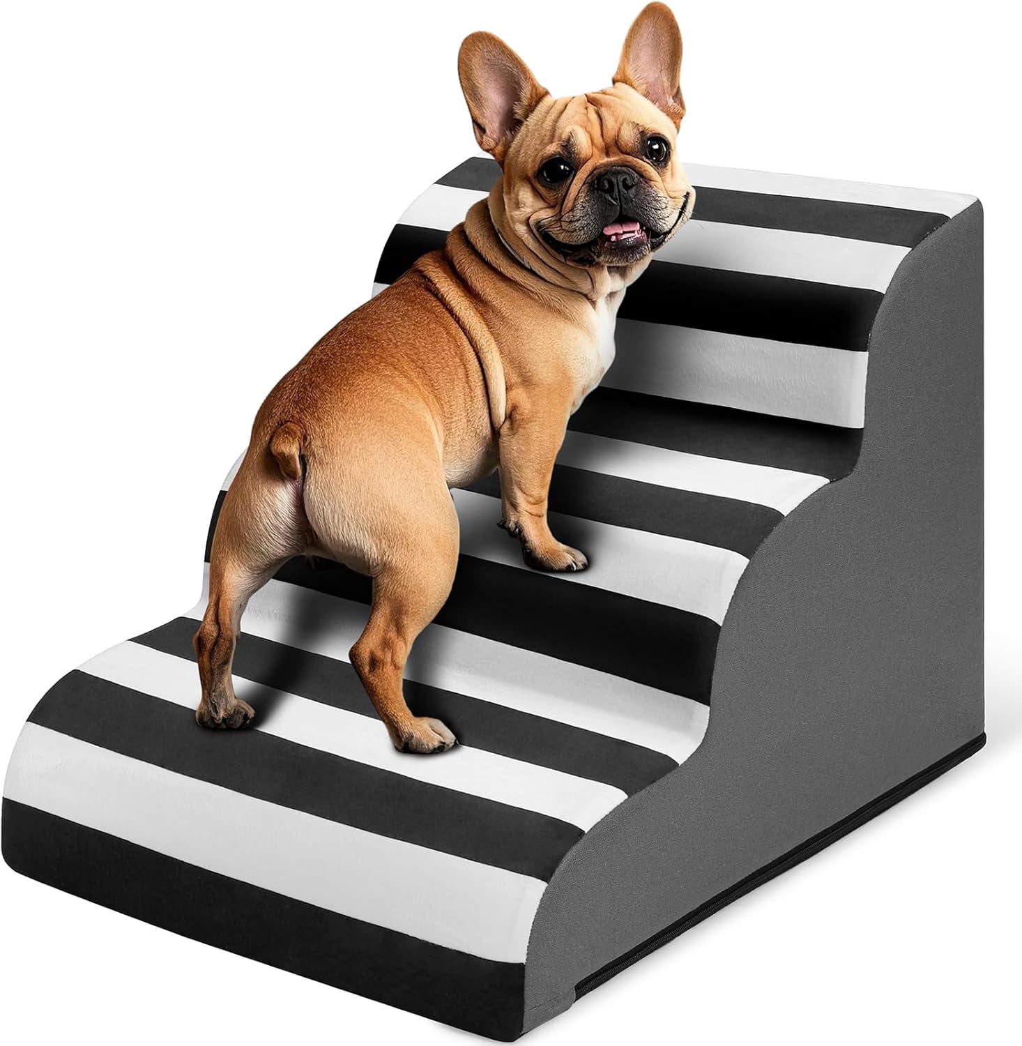 Curved Dog Stairs Ramp for Small Dogs 15.5" H, 3-Step Dog Stairs for ...