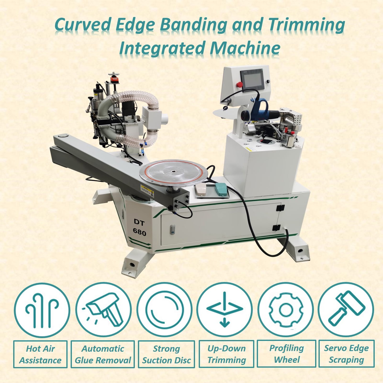 Curved Edge Banding Trimming Integrated Machine Rocker Arm Folding ...