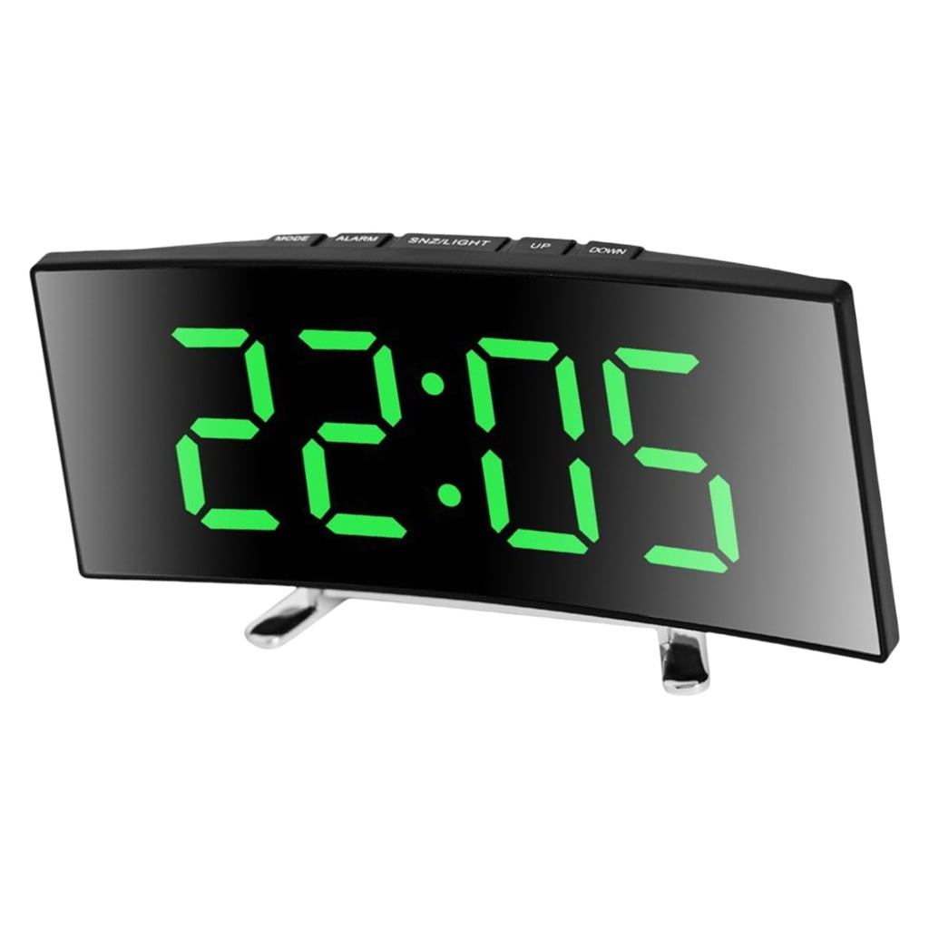 Curved Electronic Clock LED Mirror Digital Clock Alarm With Temperature ...