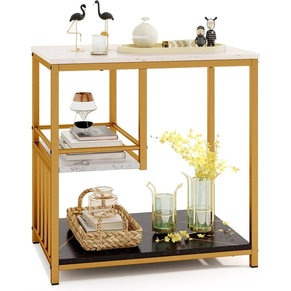 Curved Entryway Table with 2 Storage Drawers, Wooden Sofa Table with ...