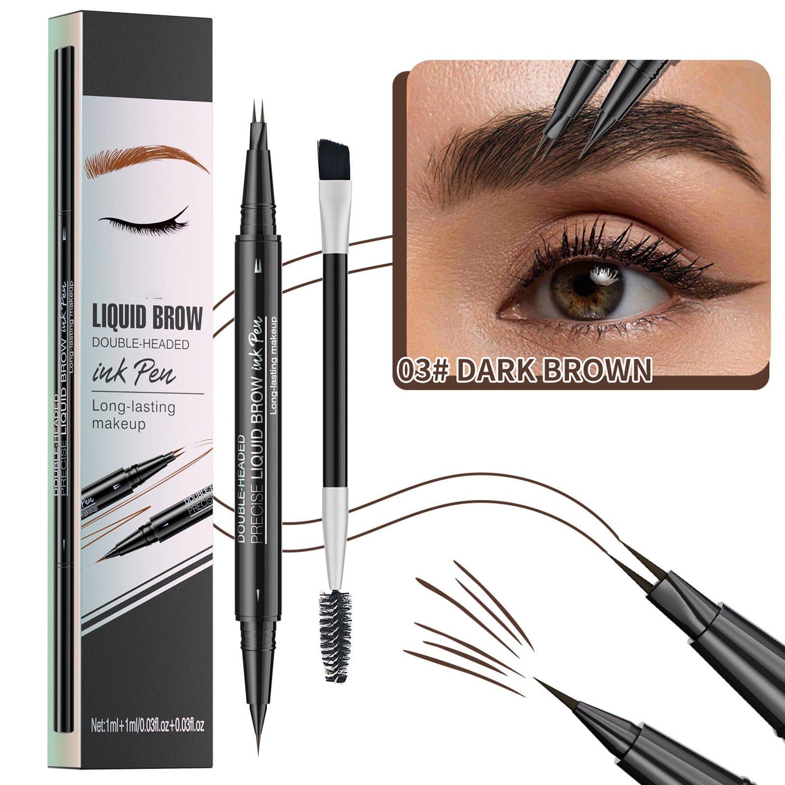 Curved Eyebrow Pen -2024 New Eyebrow Pencil 2-in-1 Dual-Ended Eyebrow ...