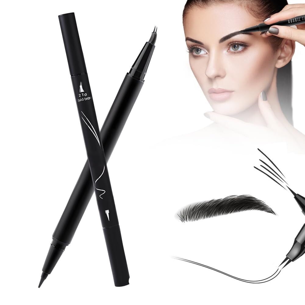 Curved Eyebrow Pen, 2025 Upgraded 2-in-1 Dual-Ended Microblading Eyebrow Pen with Curved Tip and ...