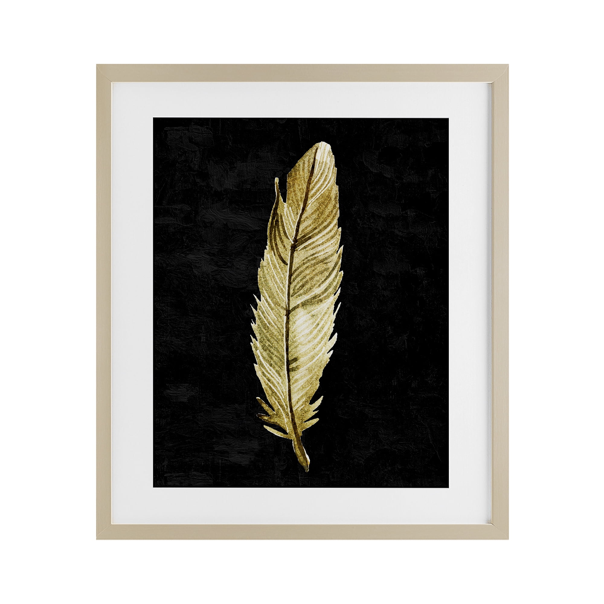Curved Feather on Black Birch Framed Print Under Glass, design by Kim ...