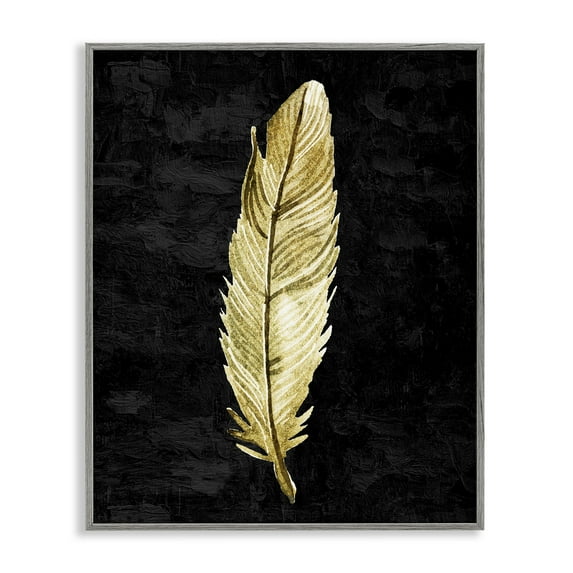 Curved Feather on Black Gray Framed Giclee Art, design by Kim Allen ...