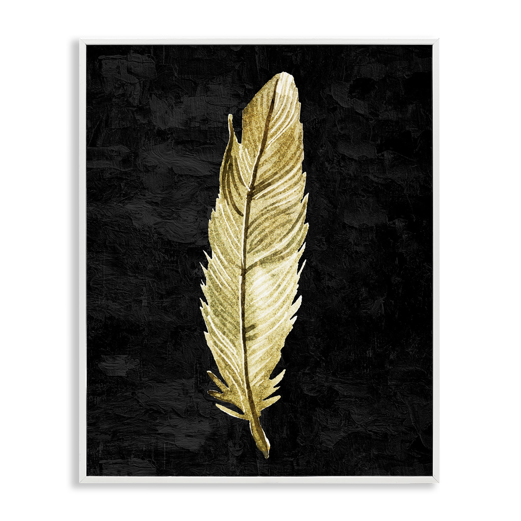 Curved Feather on Black White Framed Giclee Art, design by Kim Allen ...