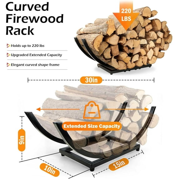 Curved Firewood Rack Firewood Holder: 30inch Firewood Rack Outdoor ...