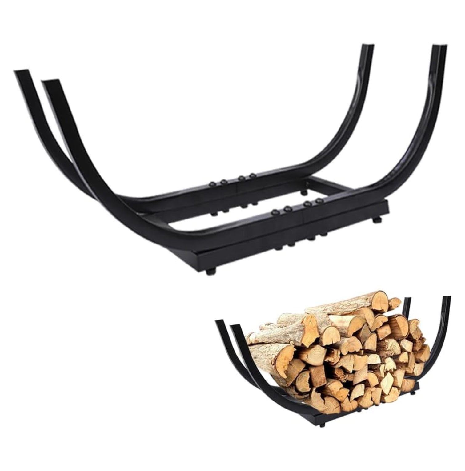 Curved Firewood Rack Heavy Duty Firewood Holder for Fireplace Indoor ...