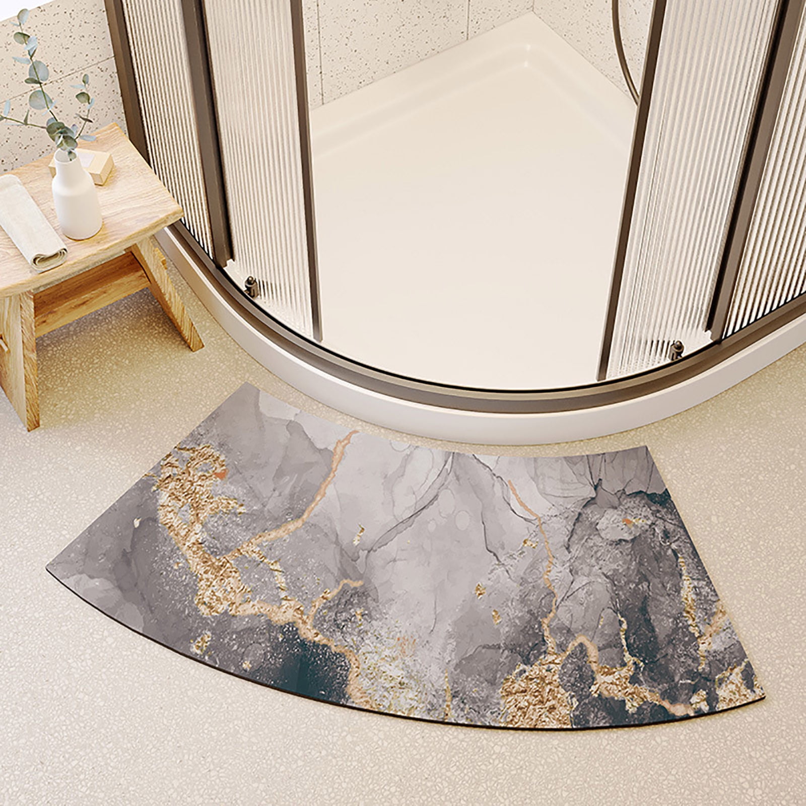 Curved Floor Mat, Diatomaceous Earth Material, Absorbent, Textured ...