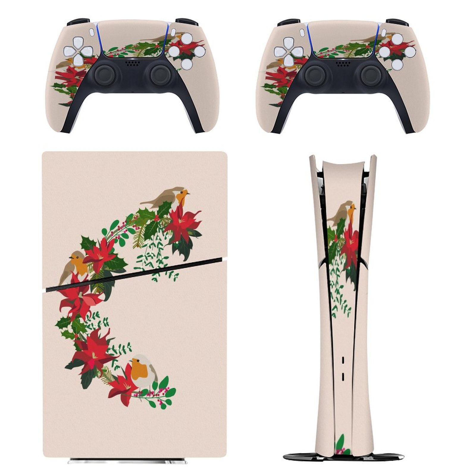 Curved, Flowers And Birds PS5/PS5 Slim Digital Disc Skin Sticker For ...