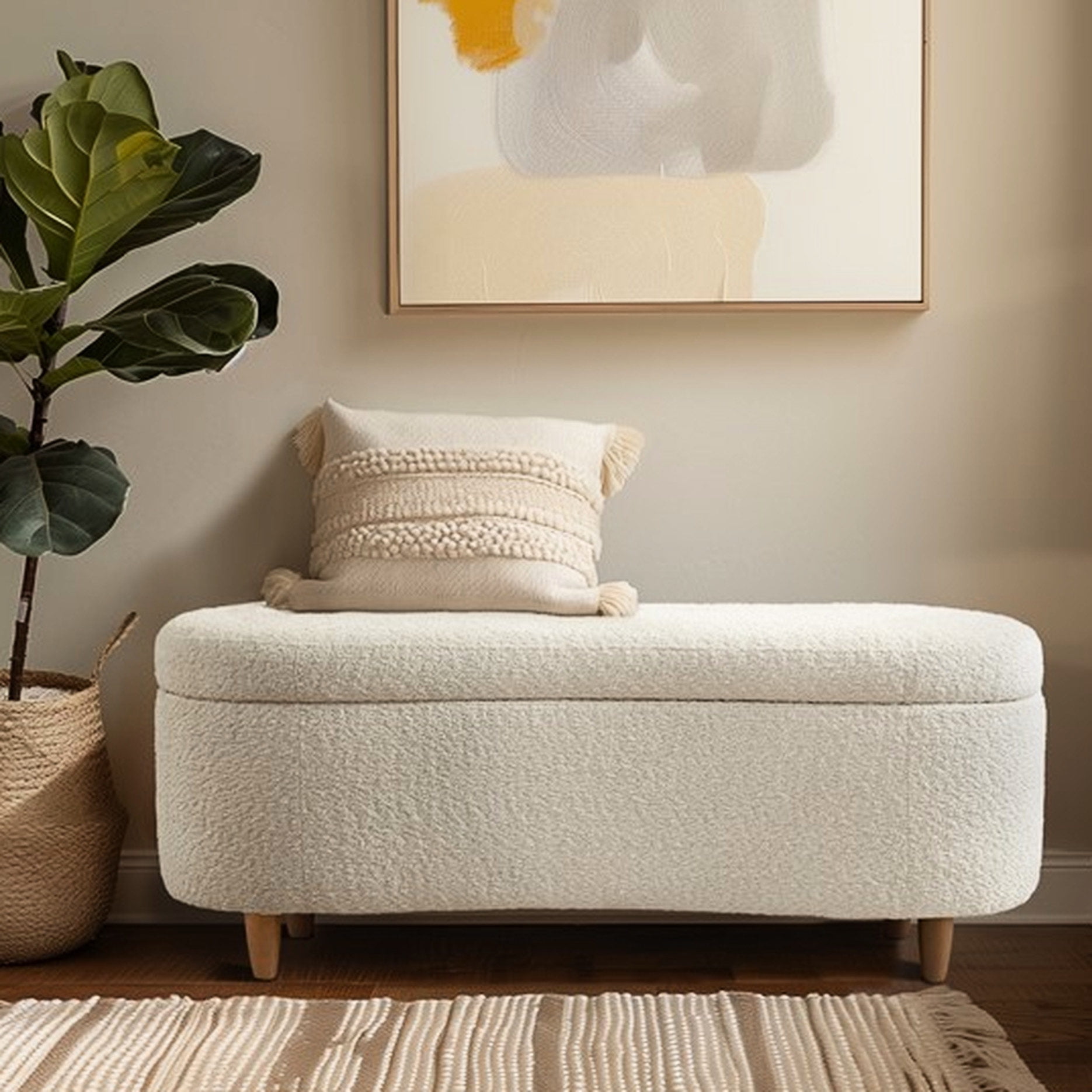 Curved Front Side Bench+Plush Upholstery"-"Against Wall Placement ...
