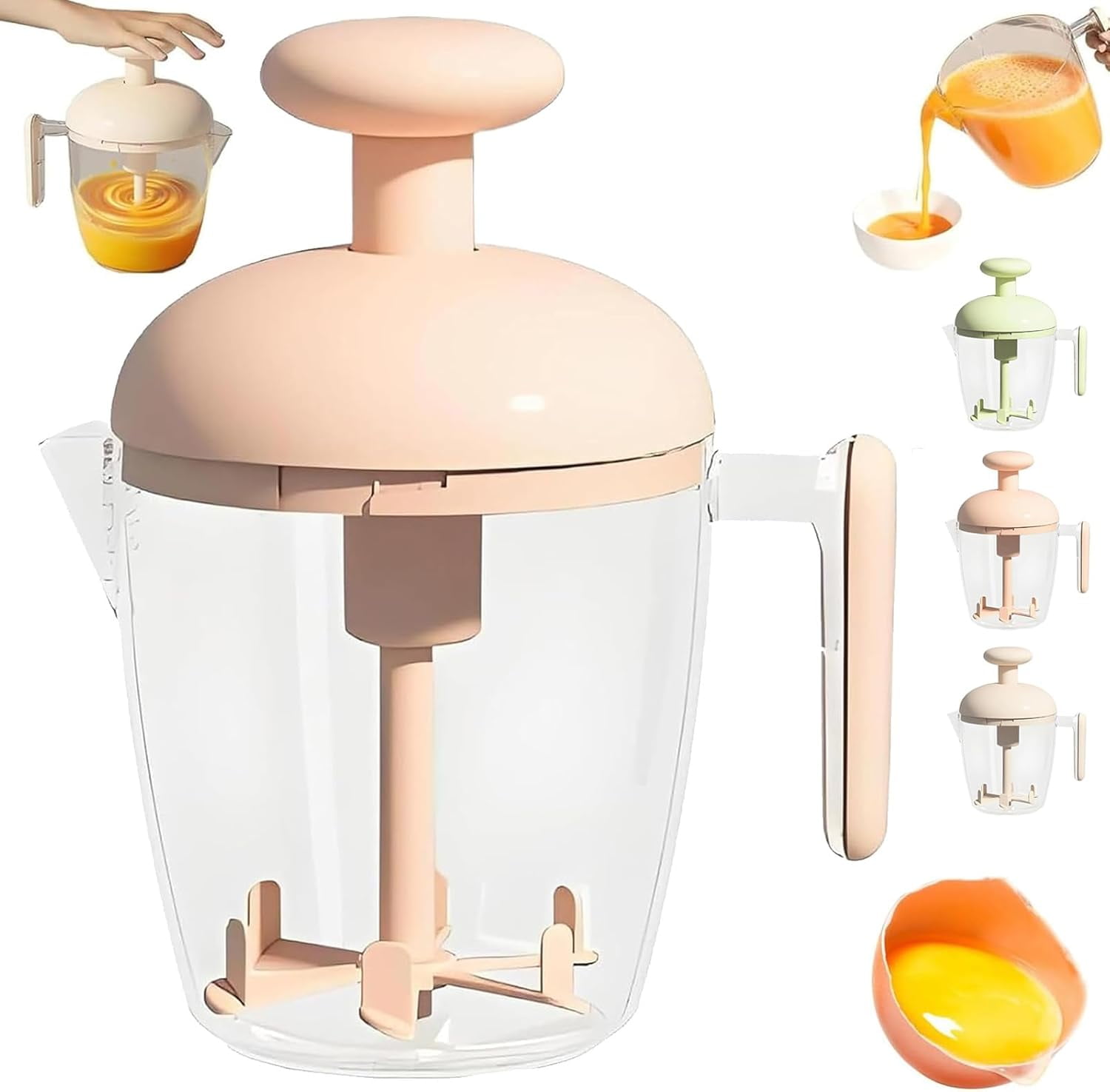 Curved Handle Manual WhiskMulti-blade Manual Egg Mixer (Green) – Semi ...