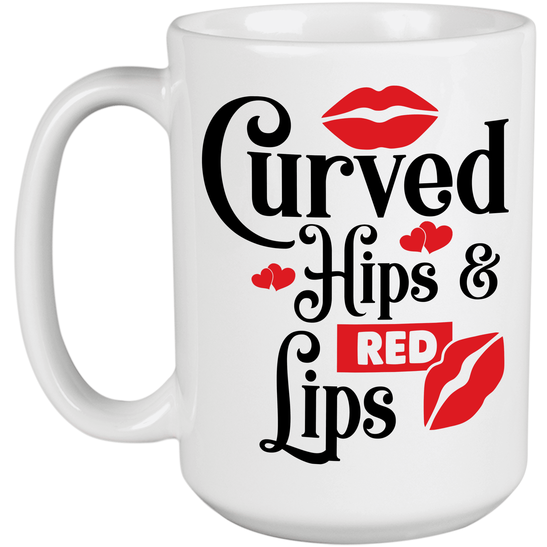 Curved Hips & Red Lips Quote with Hearts Design - Beauty Themed Merch ...