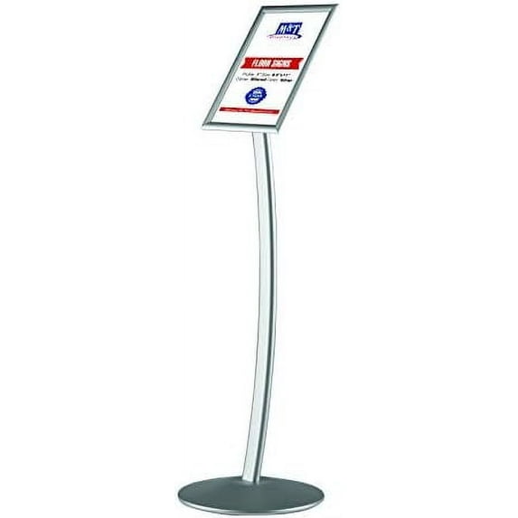 Curved Menu Board, 8.5x11 inch Silver Pedestal Sign Holder Floor ...