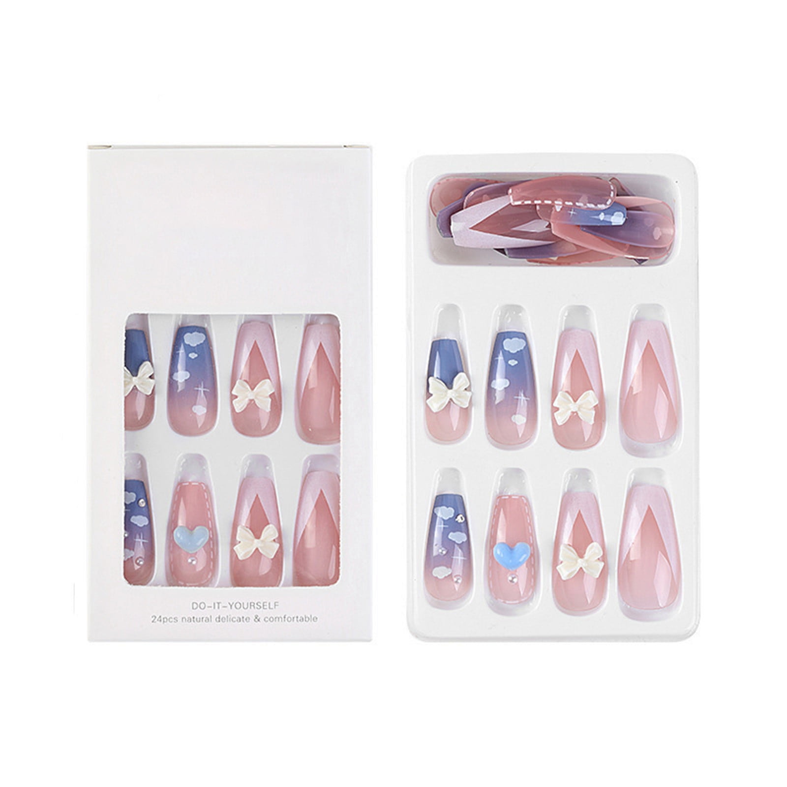 Curved Nail Tips Natural Clear Long on Nails Clear Ballerina Nail Tips ...