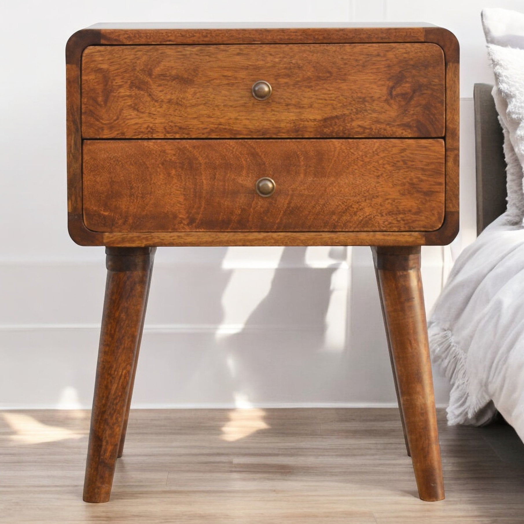 Curved Nightstand in Solid Wood | Great for Home Beverages and ...