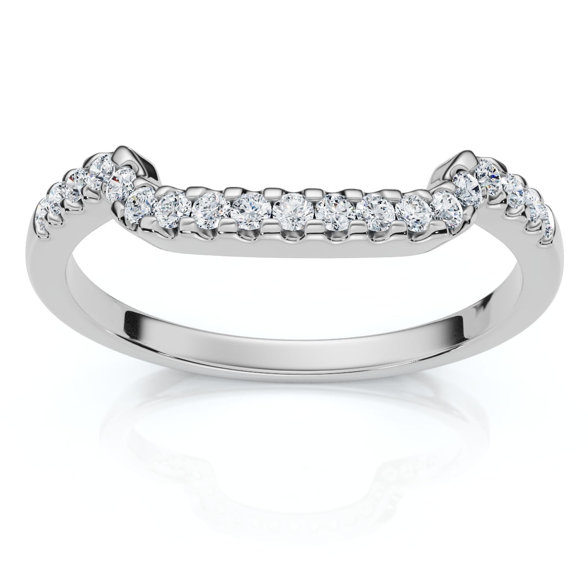 Curved Notched Diamond Wedding Band, Guard Enhancer Diamond Ring ...