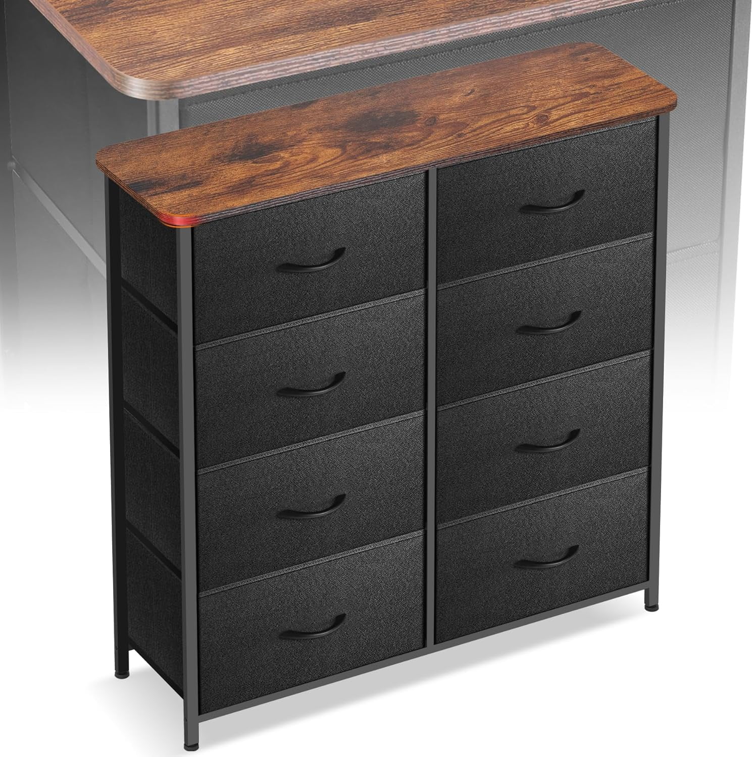 Curved Profile Dresser for Bedroom, Chest of Drawers, 8 Storage Drawers ...