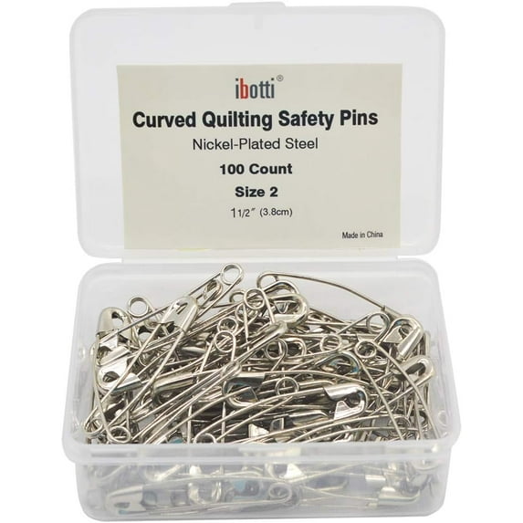 Curved Safety Pins for Quilting, Basting Pins, Size 2, 100-count ...