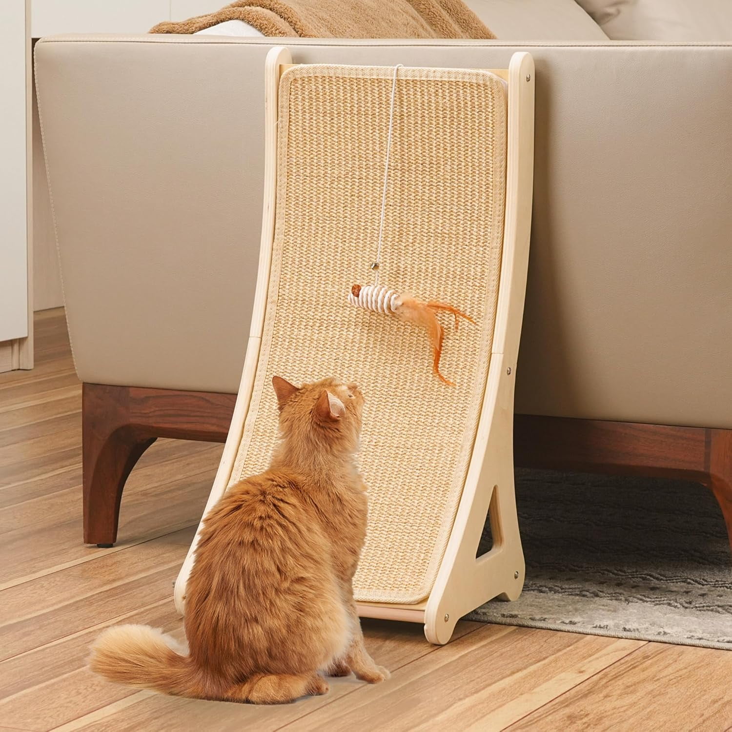 Curved Scratcher, Sisal Kitty Ramp, L Shape Scratch Pad for Indoor Cats ...
