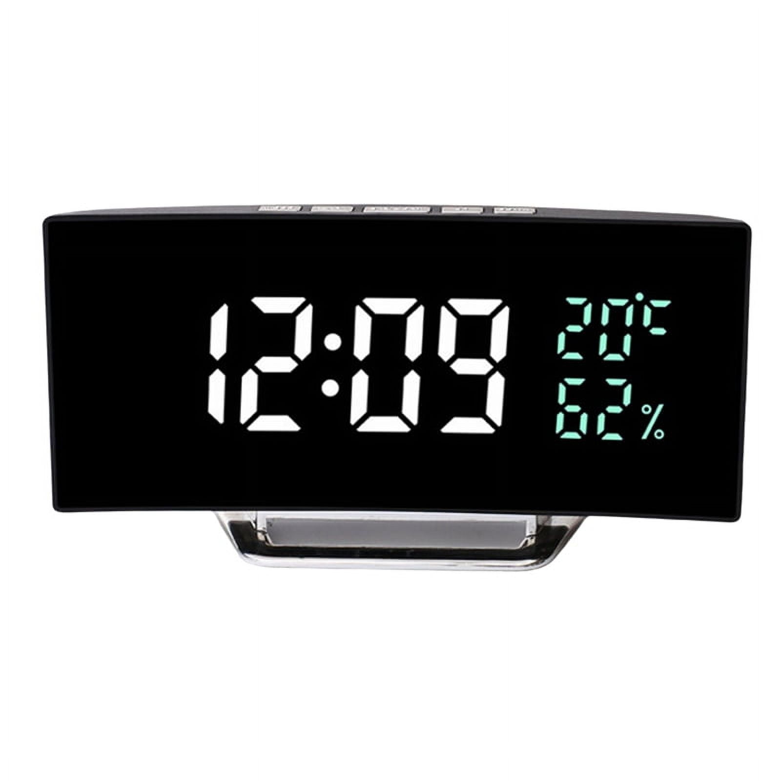 Curved Screen LED Clock with Temperature and Humidity Display Mirror ...