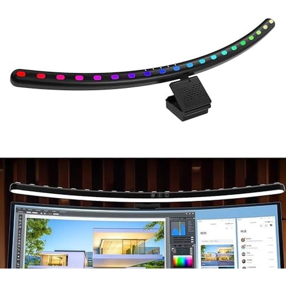 Curved Screen Light Bar Pro – RGB Music-Synced Ambient Lighting for 24 ...