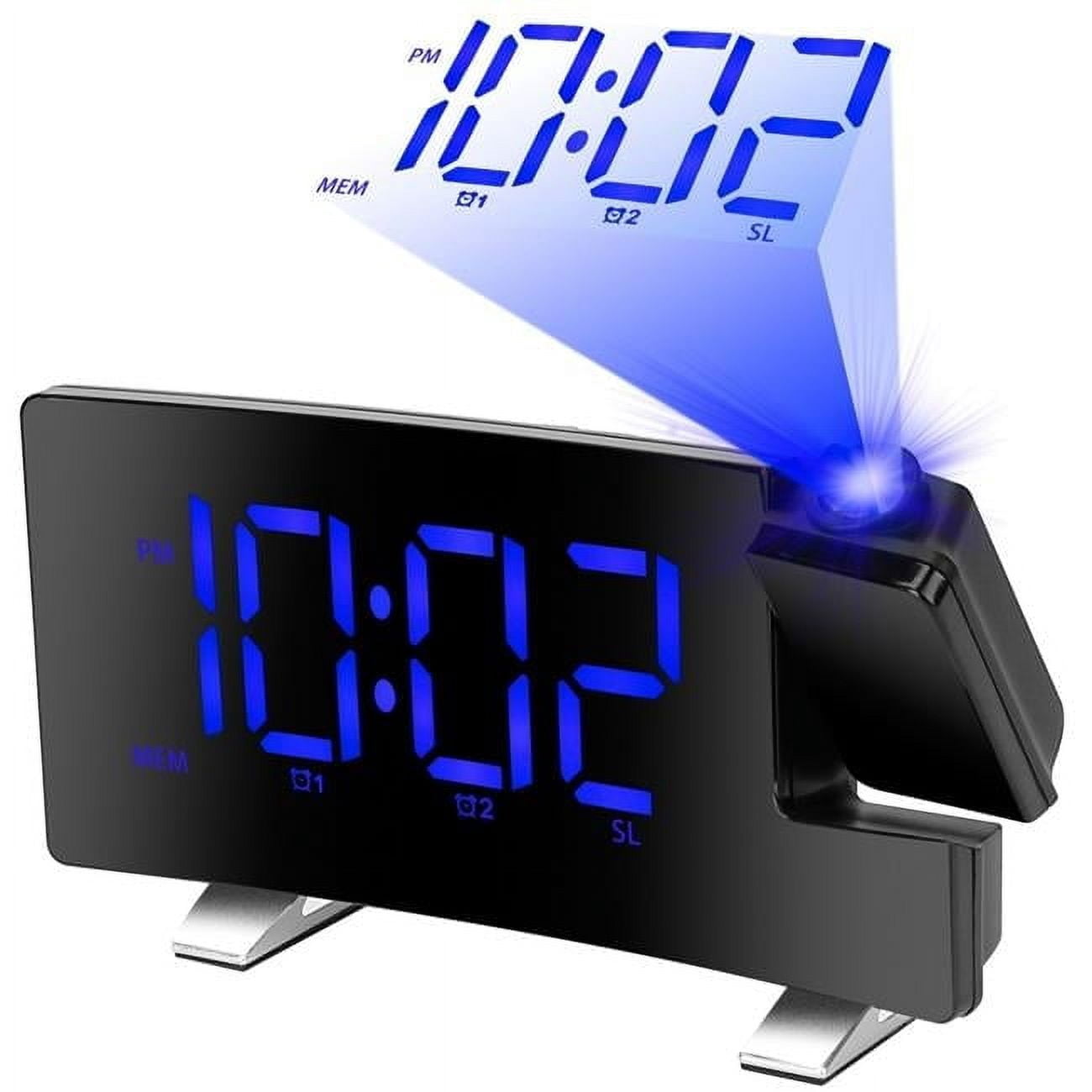 Curved-Screen Projection Alarm Clock: Dual Alarms, USB Charging, 4 ...