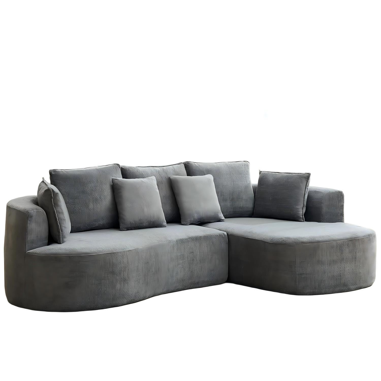 Curved Sectional Sofa with Chaise and Memory Foam Cushions - Boneless L ...