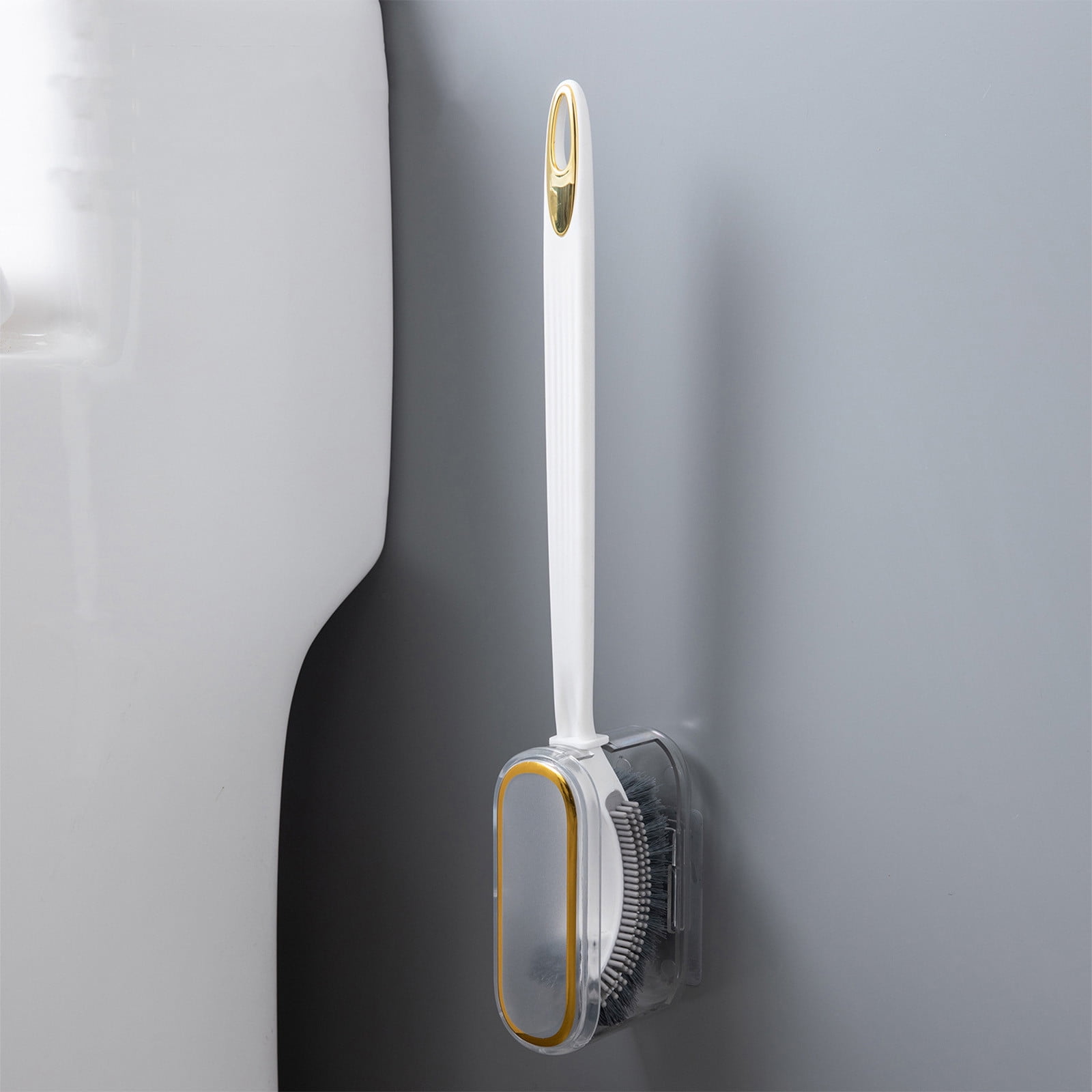 Curved Shape Suspension Toilet Brush Set, Wall-Mounted Silica Gel ...