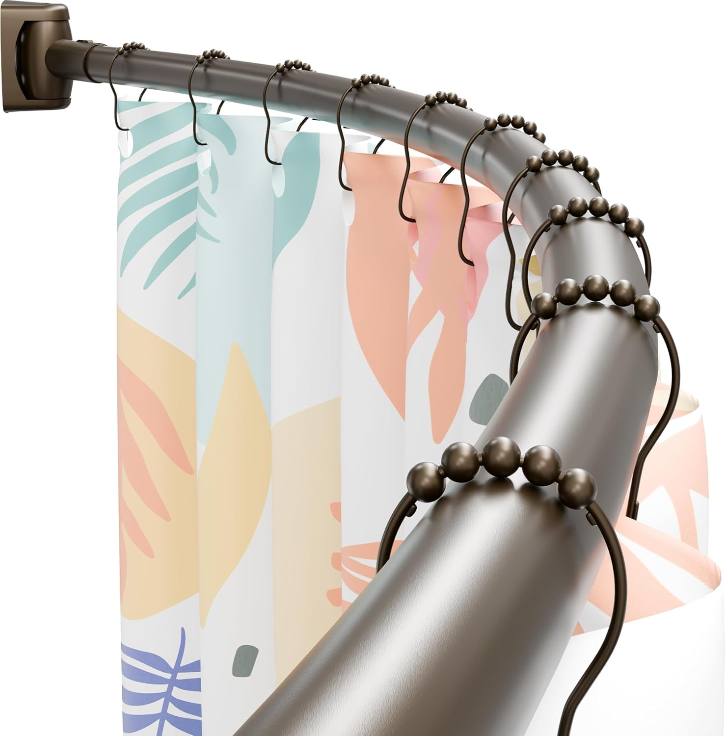 Curved Shower Curtain Rod, 35-76 Inches Adjustable Length, Metal Rods ...