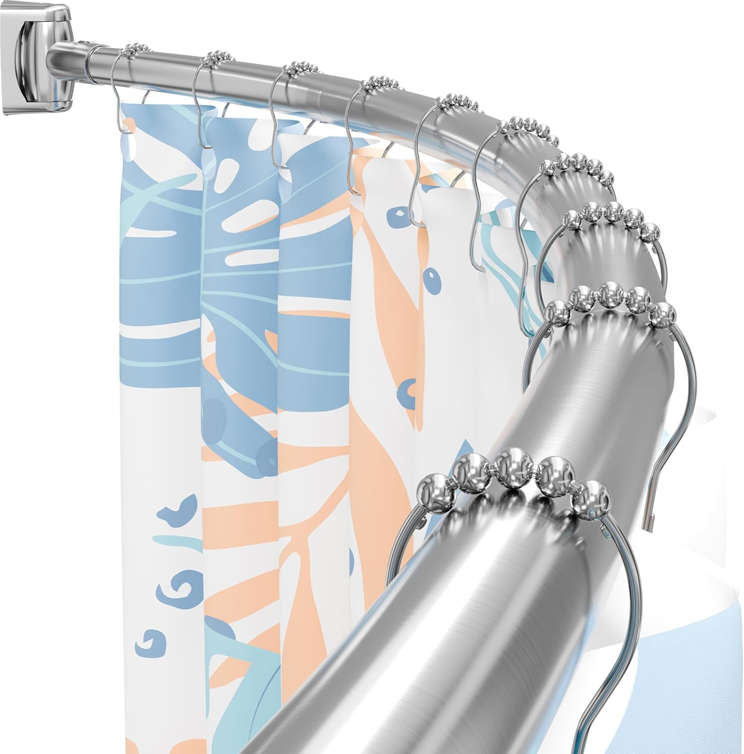 Curved Shower Curtain Rod, 35-76 Inches Adjustable, Stainless Steel ...