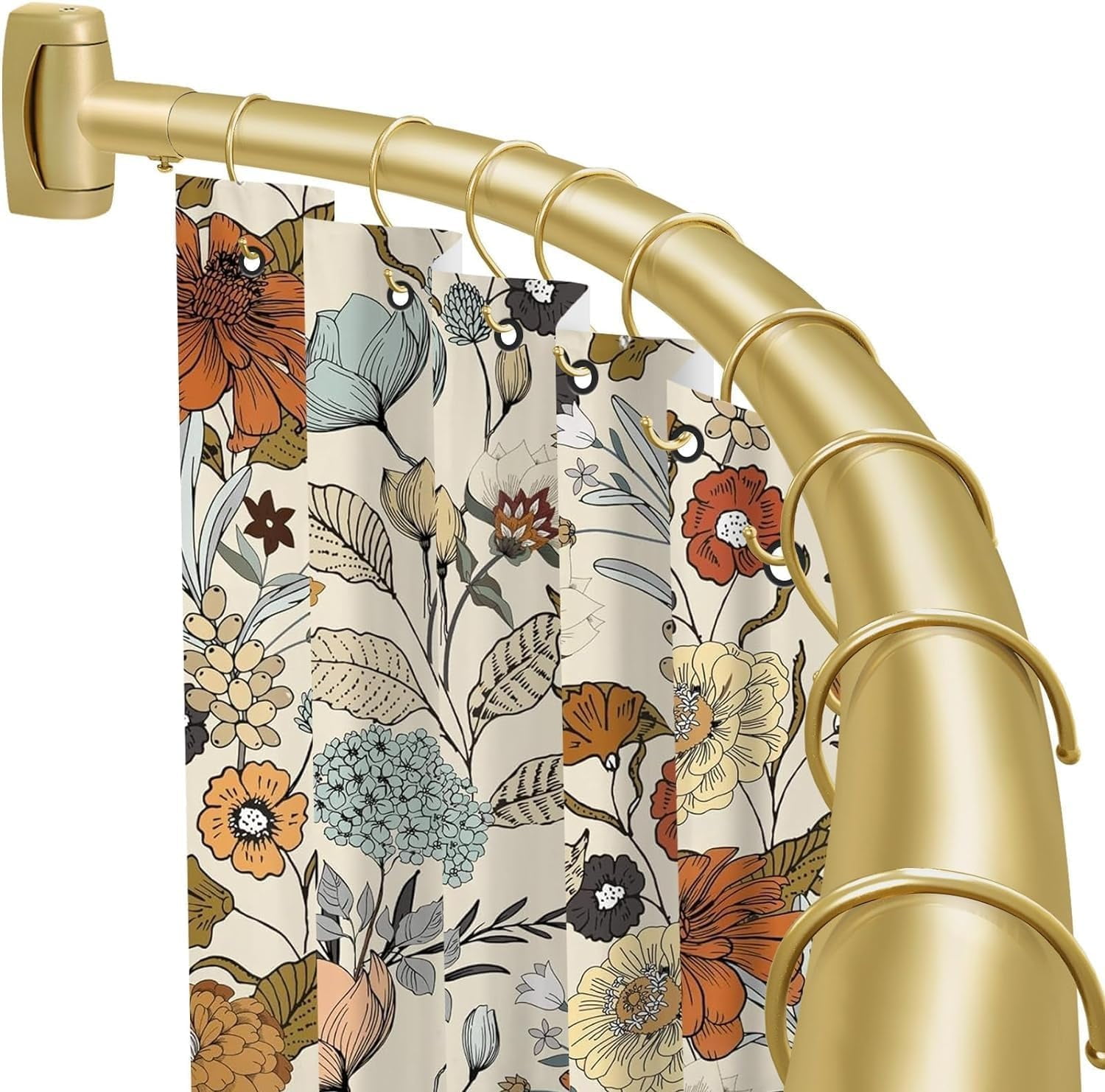 Curved Shower Rod 35-82 Inches Adjustable Rustproof Bathroom Bathtub ...