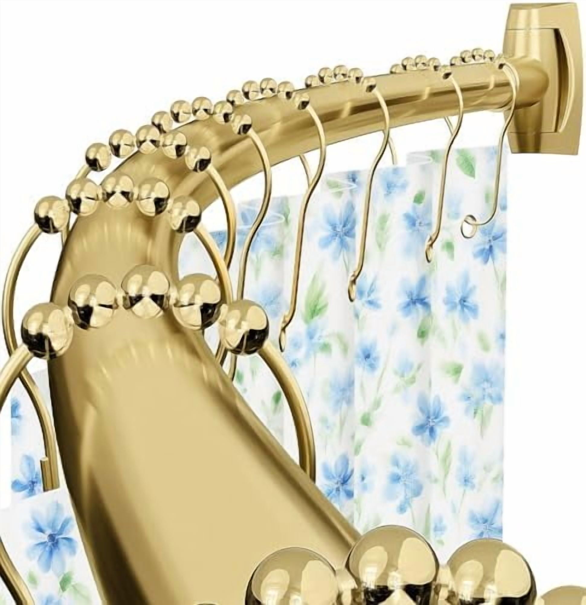 Curved Shower Curtain Rod 40-72 Inches Adjustable, Aluminum Shower Rod ...