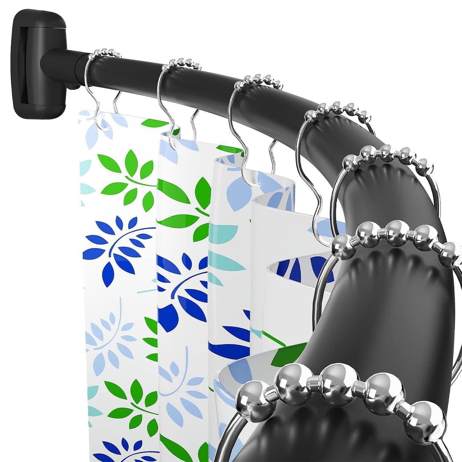 Curved Shower Curtain Rod 43-72 Inches Adjustable, Aluminum Shower Rod ...