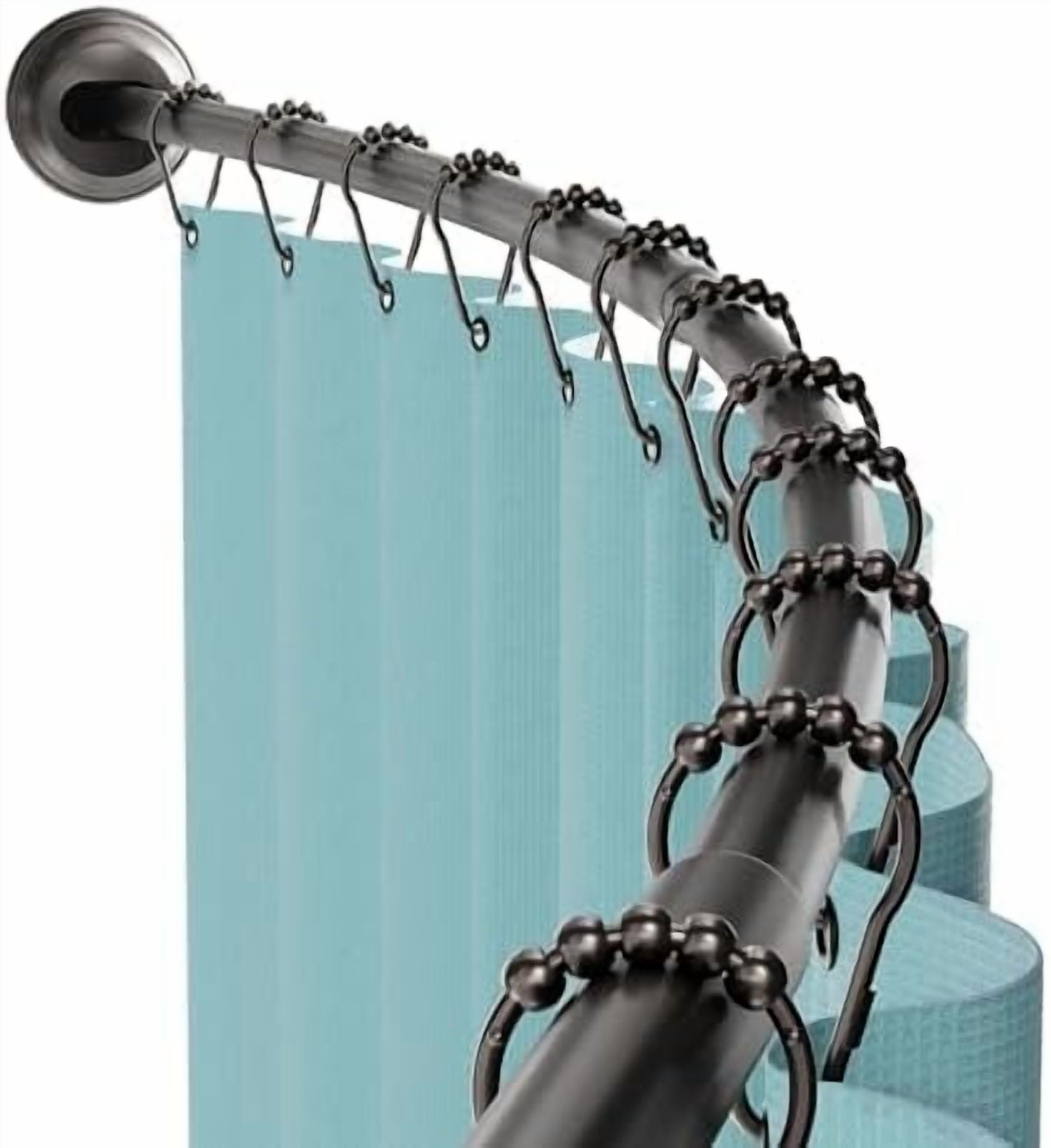 Curved Shower Curtain Rod, No Drill, 50-72 Inch Adjustable Tension ...